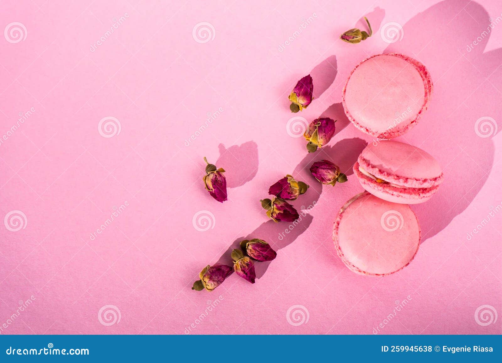 Three Macaron in a Stack. French Pasta on a Pink Background Stock Photo ...