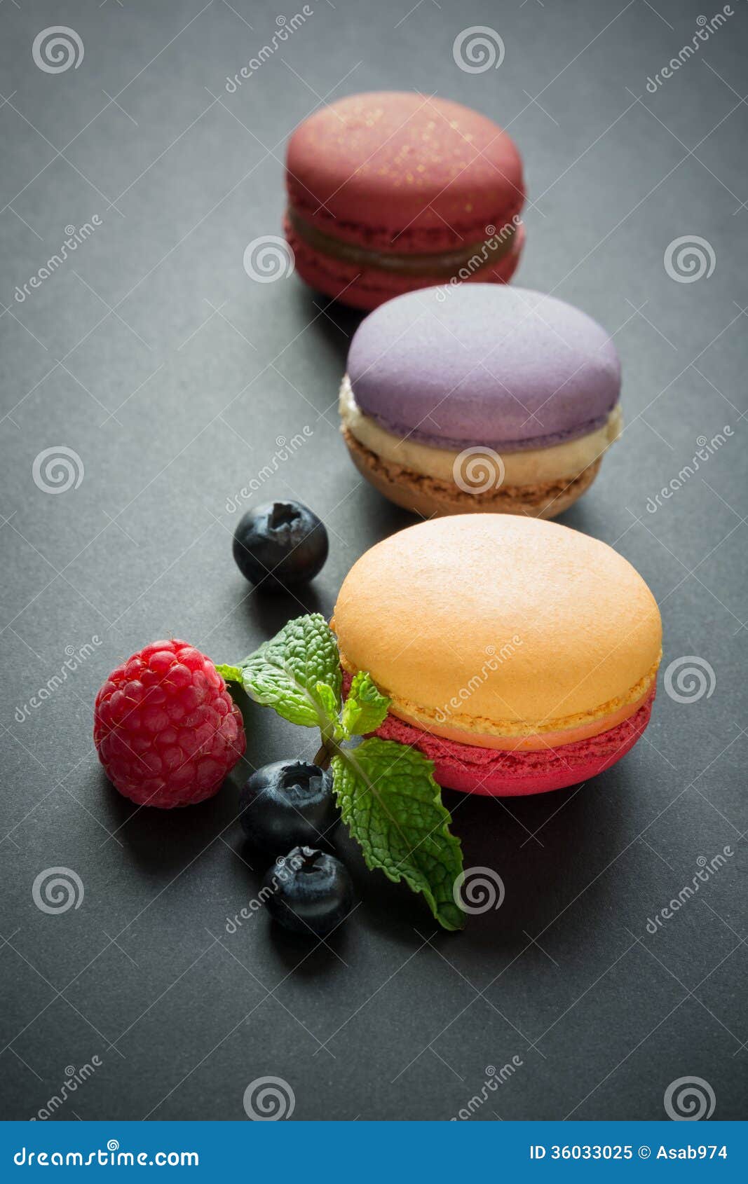 Three macaroons stock image. Image of biscuit, berries - 36033025