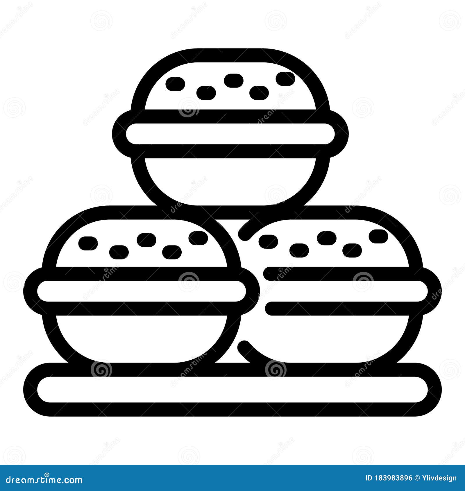 Three Macaroons Icon, Outline Style Stock Vector - Illustration of ...