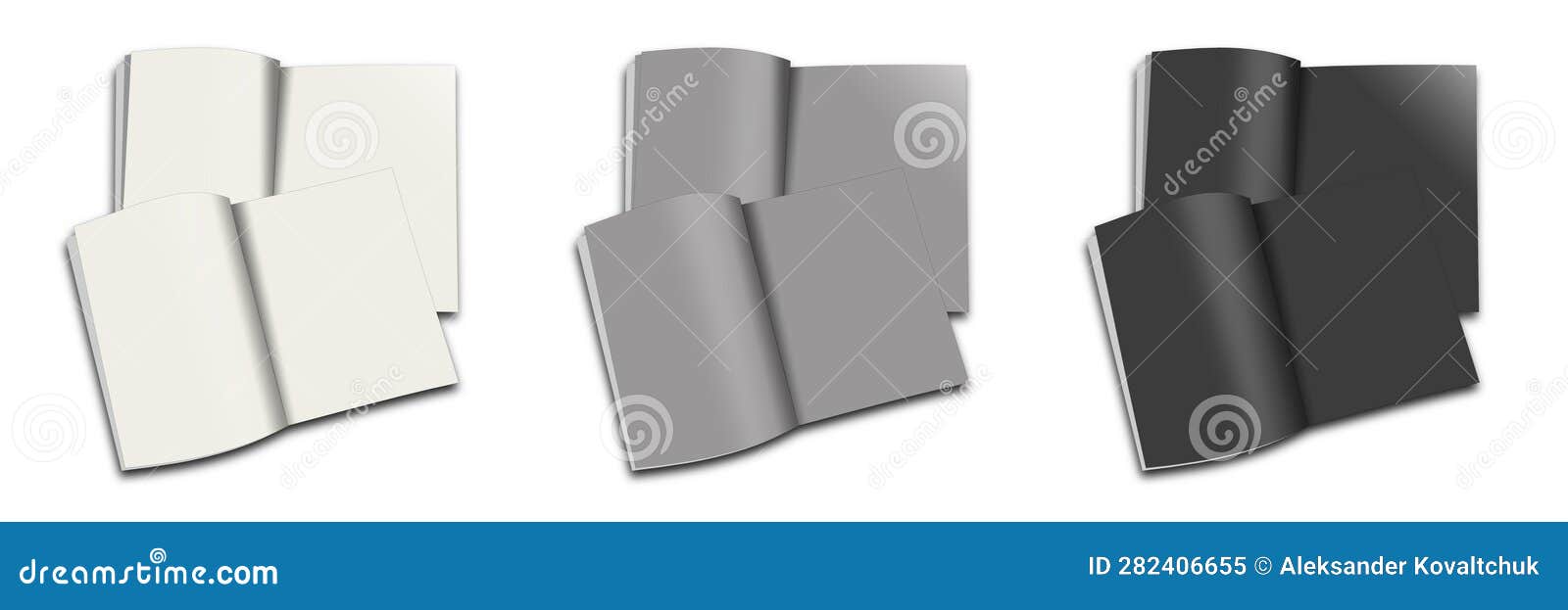 Three Magazine Blank Template White, Grey and Black for Presentation ...