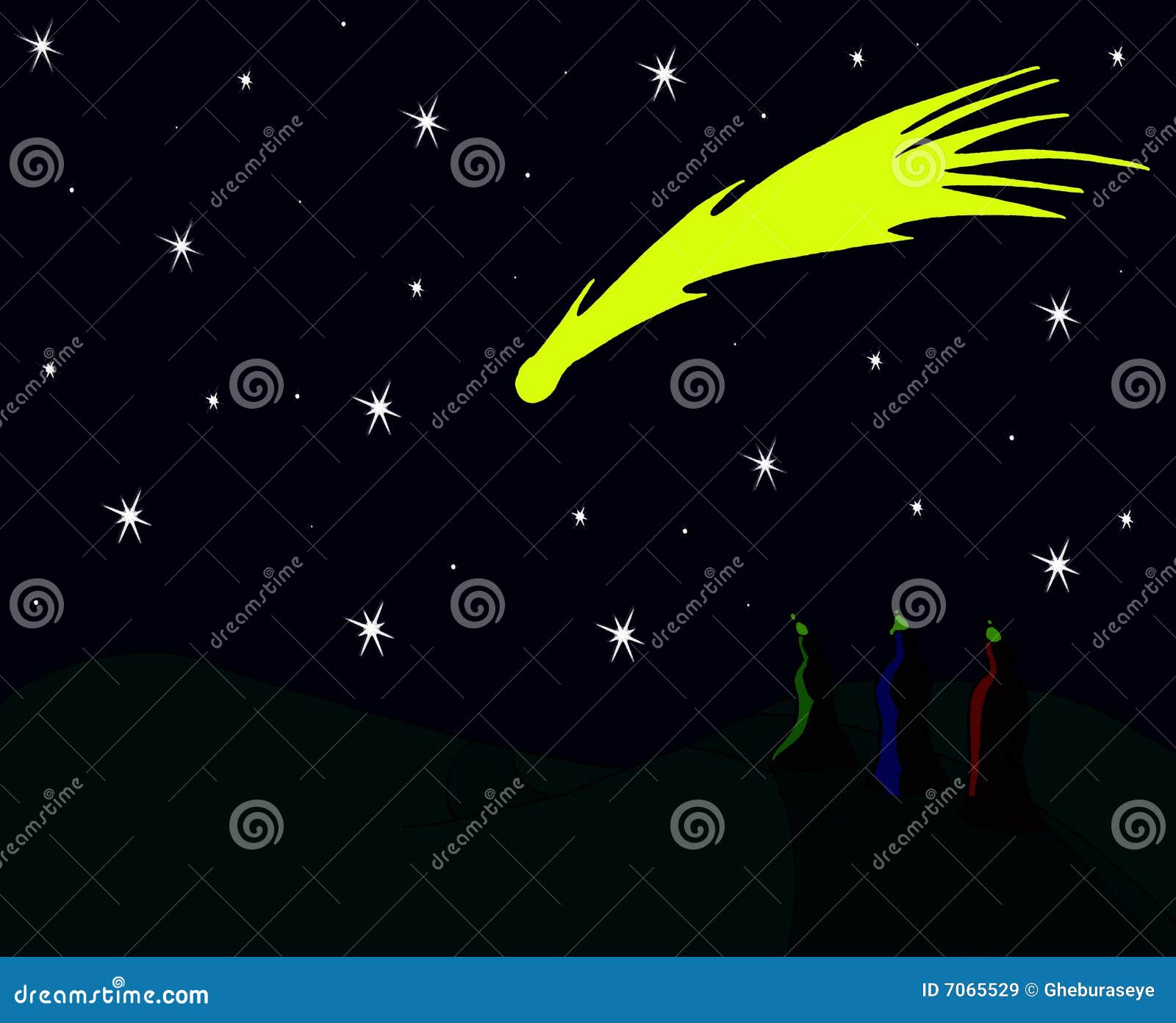 The Magi Come To Jesus Following the Star Stock Illustration ...