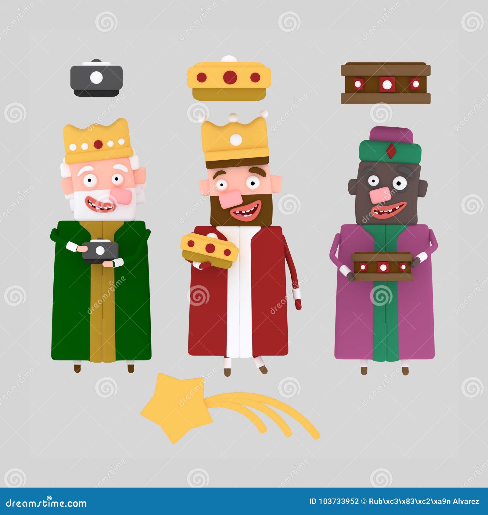 Three Magic King Separated. 3D Stock Illustration - Illustration of ...
