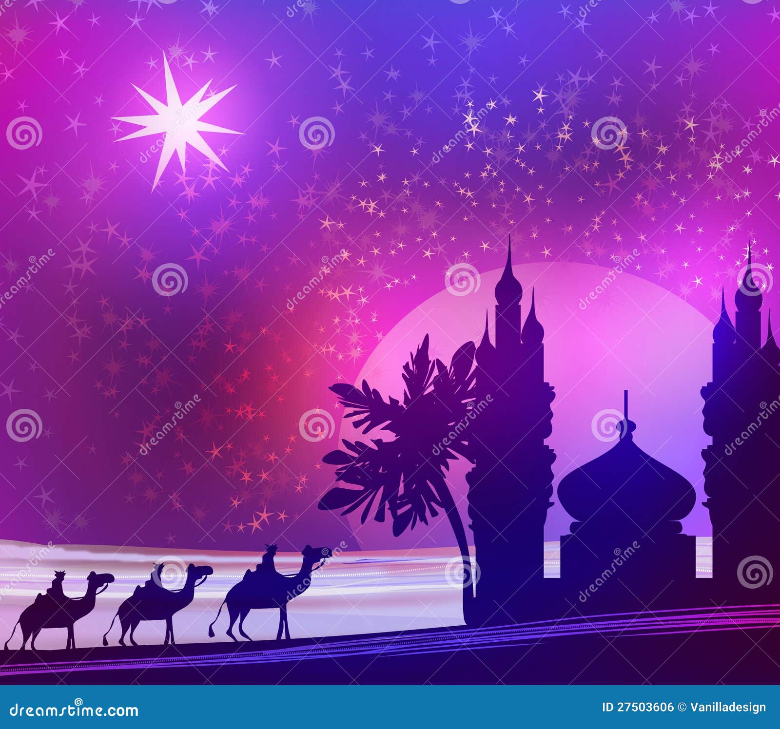 Three Magic Scene and Shining Star of Bethlehem Stock Illustration ... Three Magic Scene and Shining Star of Bethlehem Stock Illustration ...