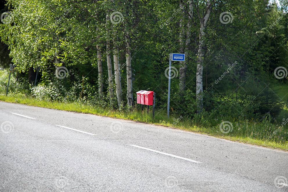 Three Mail Boxes at a Bus Stop in Finland Stock Photo - Image of filled ...