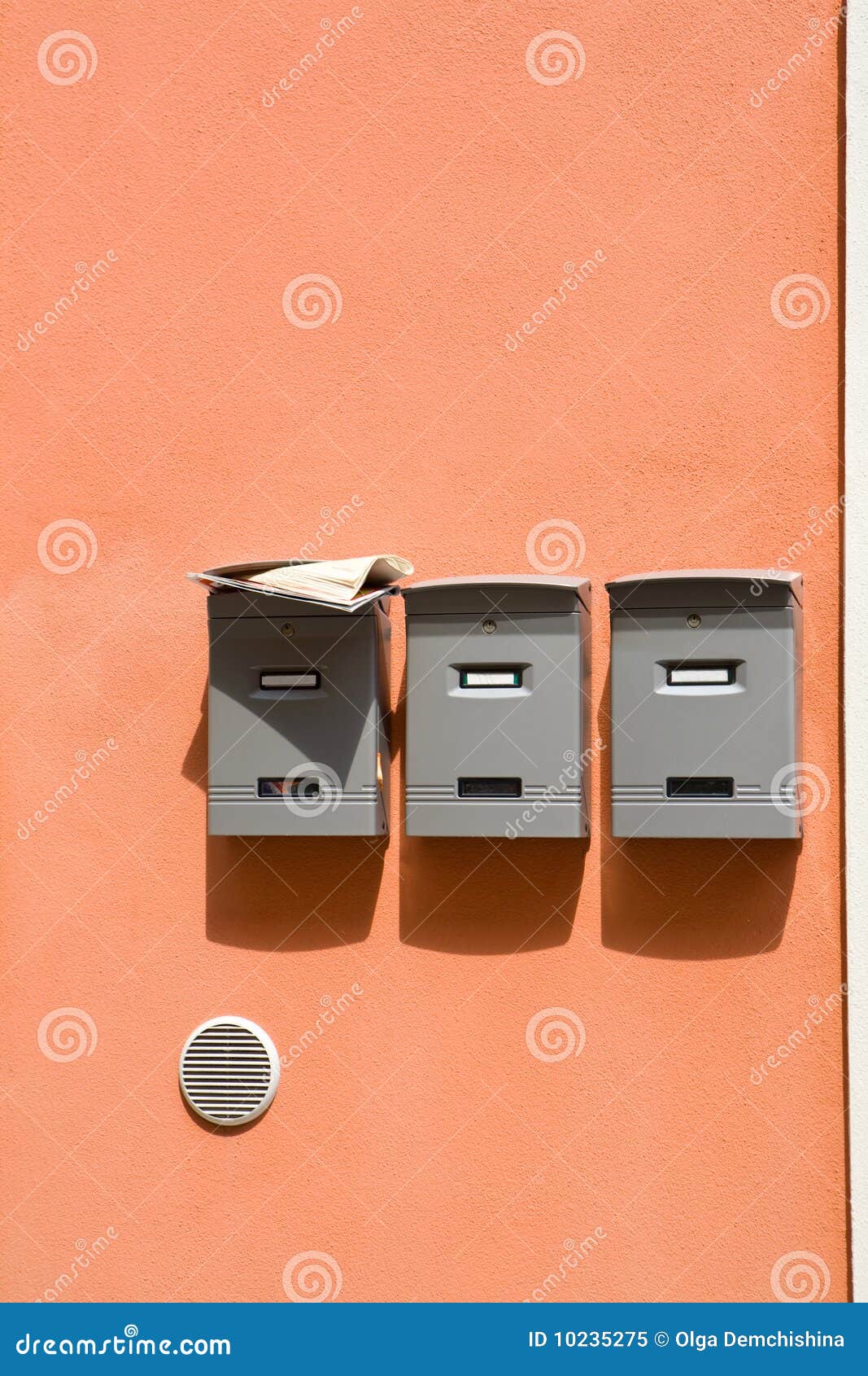 Three mailboxes stock image. Image of mailbox, three - 10235275