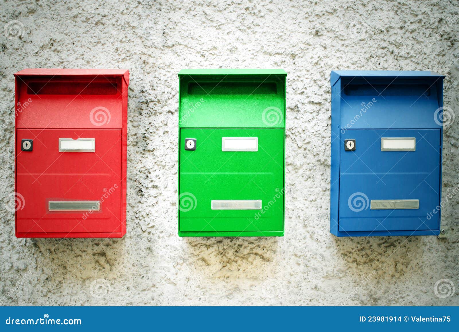 Three Mailboxes stock photo. Image of lock, hang, blue - 23981914
