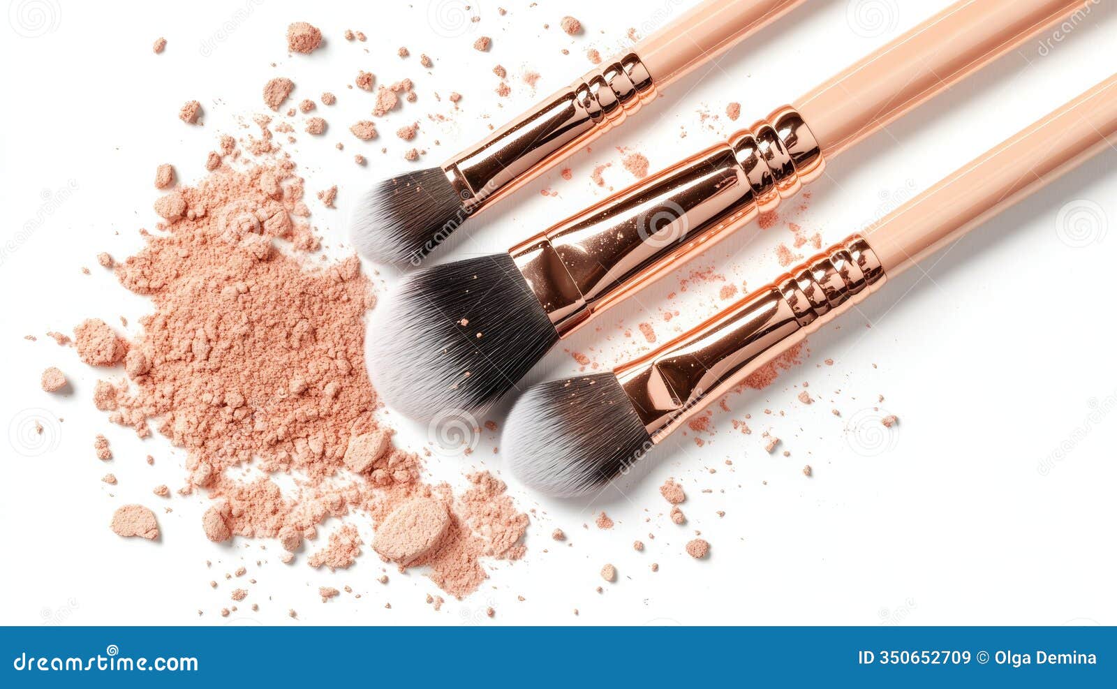 Makeup Brushes Touching Crushed Peachy Blush or Eyeshadow Stock Image ...