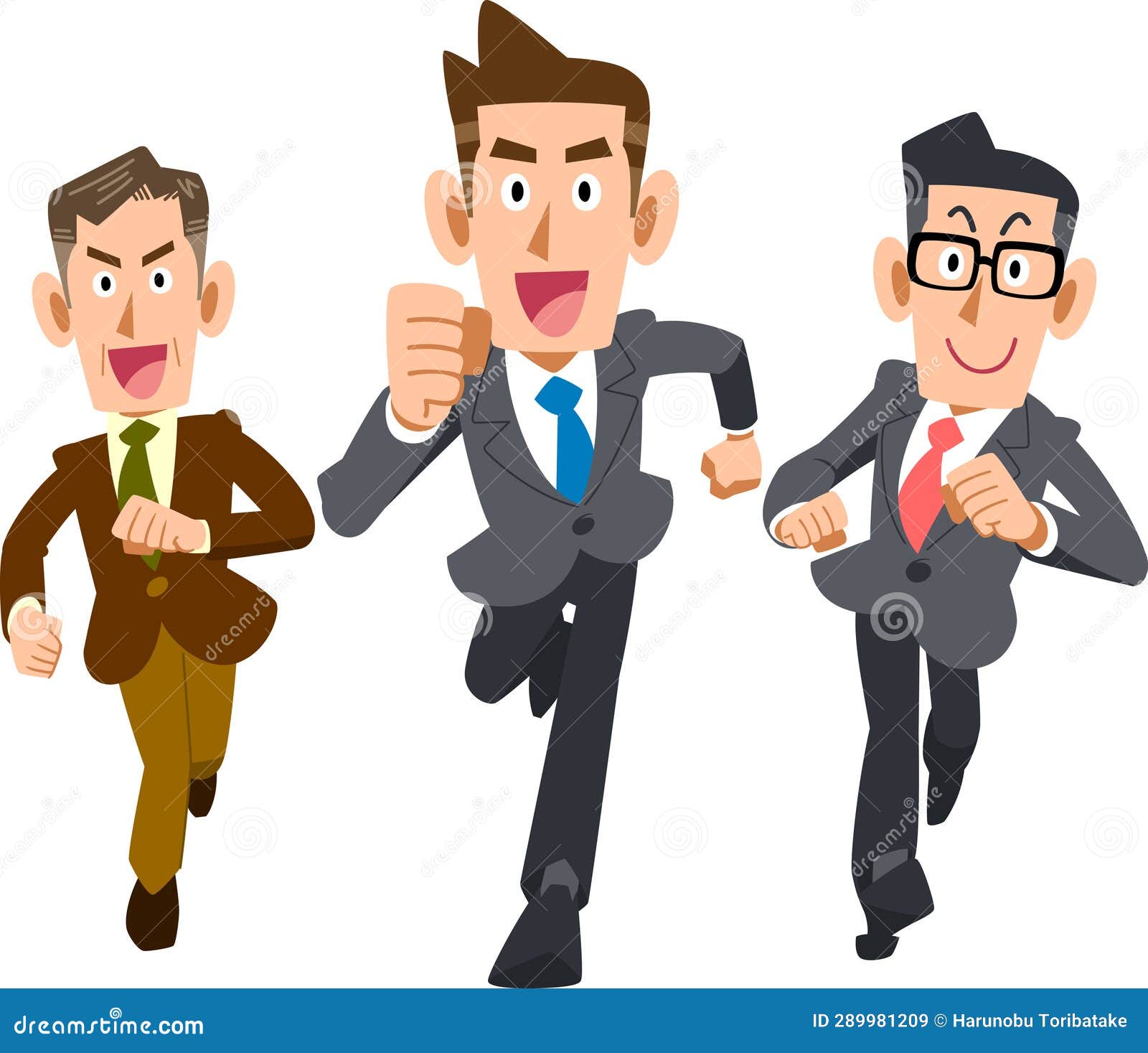 Three Male Business People Running Stock Illustration - Illustration of ...