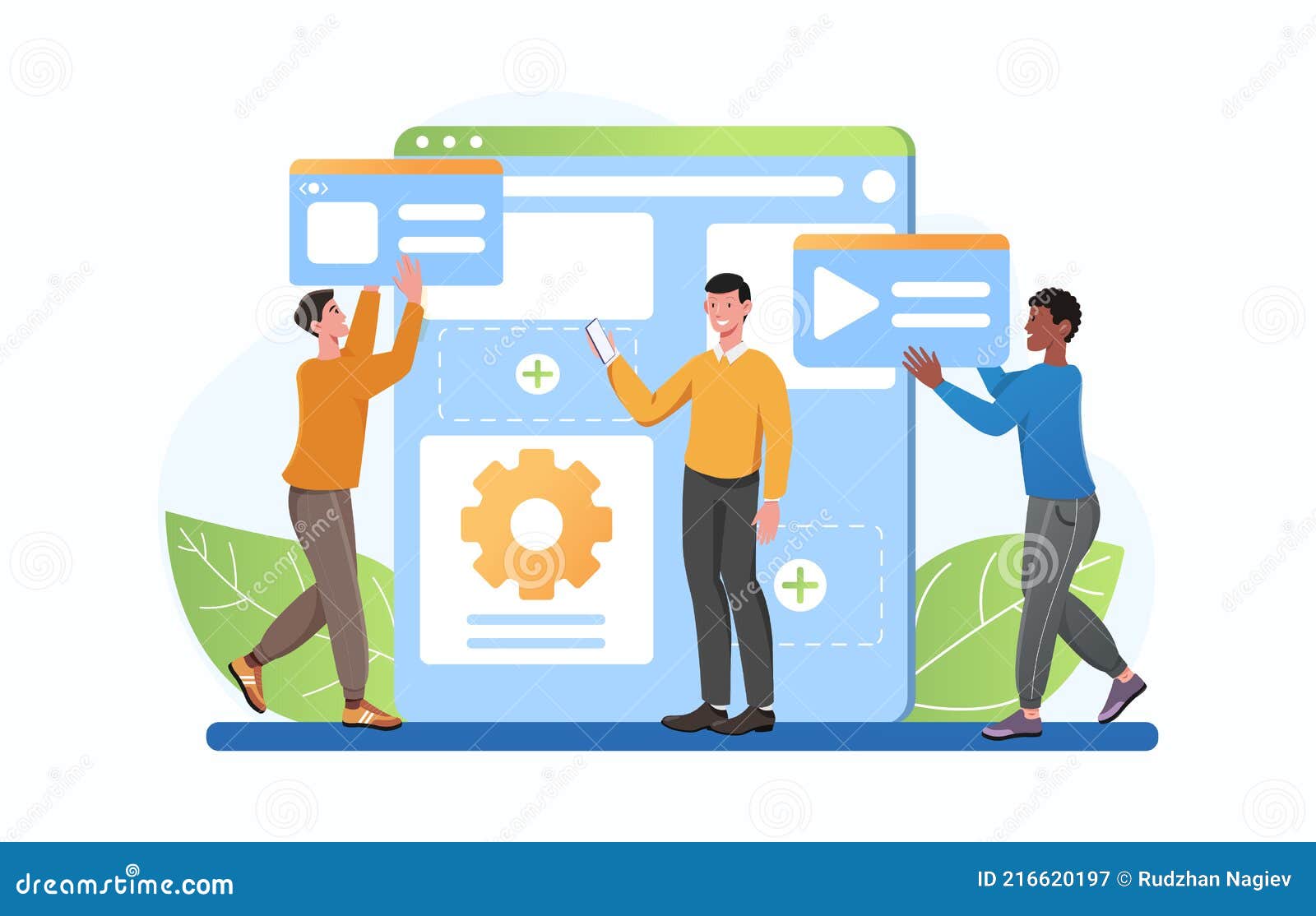 Three Male Construction Workers Are Depicted In An Illustration Royalty ...