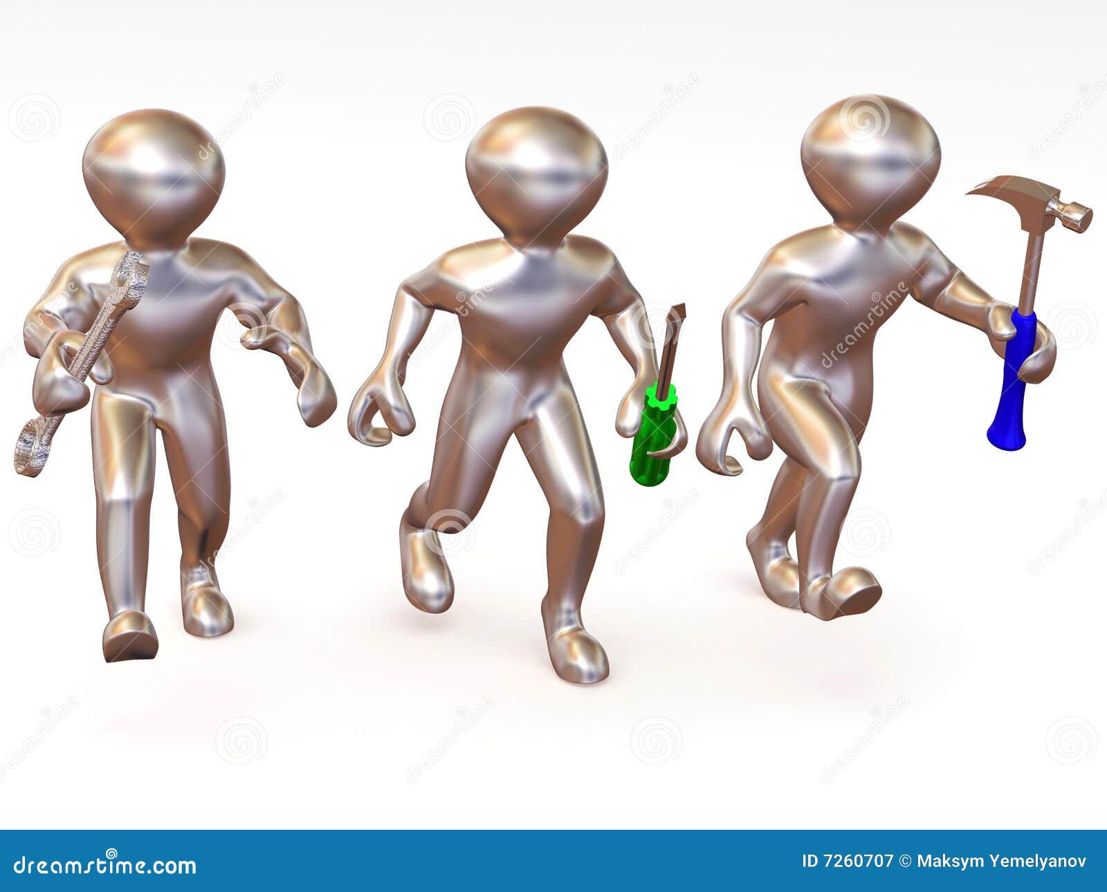 Three Man with Tools. Maintenance Stock Illustration - Illustration of ...