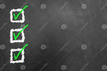 Three Marked Checkboxes Drawing on Chalkboard or Blackboard Stock ...