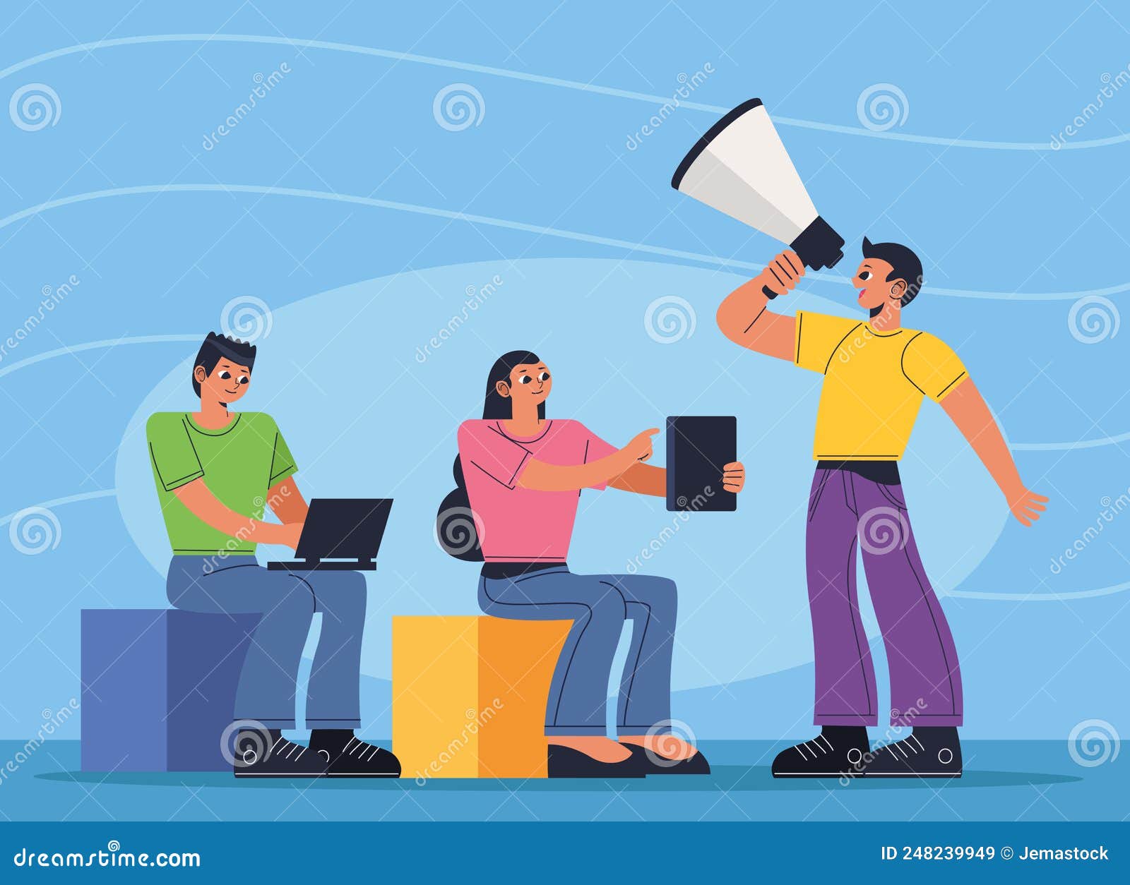 Three marketing persons stock vector. Illustration of mobile - 248239949