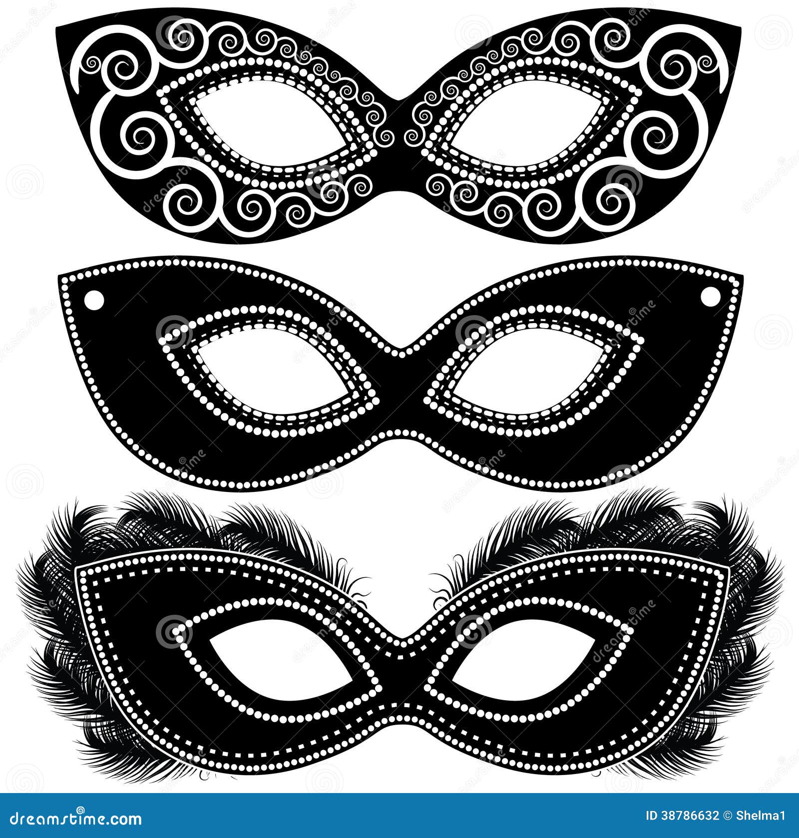 Three masks stock illustration. Illustration of masquerade - 38786632