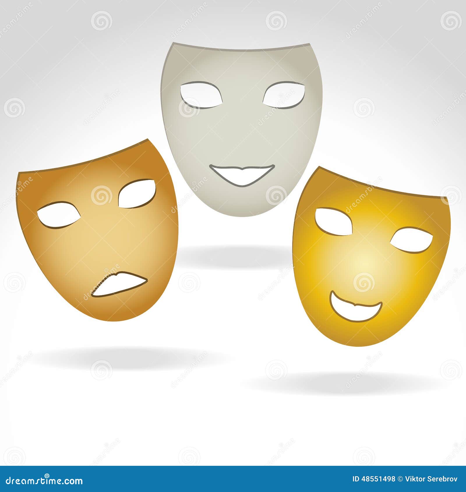 Three masks stock vector. Illustration of anger, entertainment - 48551498