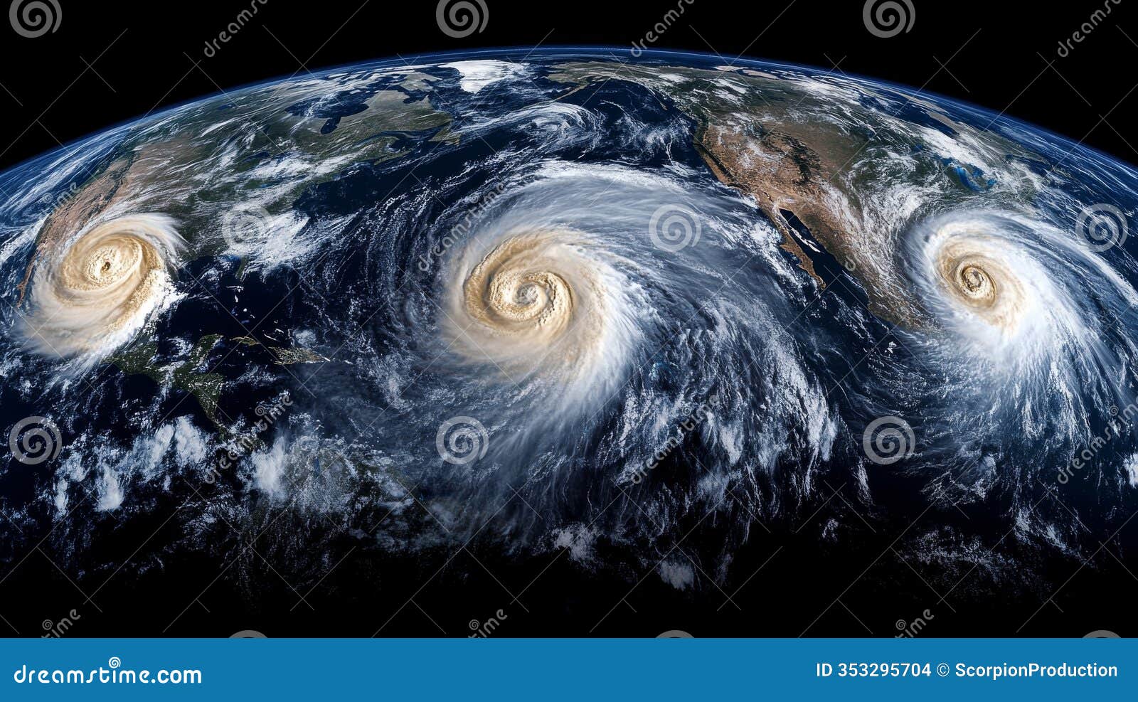 Three Massive Hurricanes Forming Over the Earth S Surface from Space ...