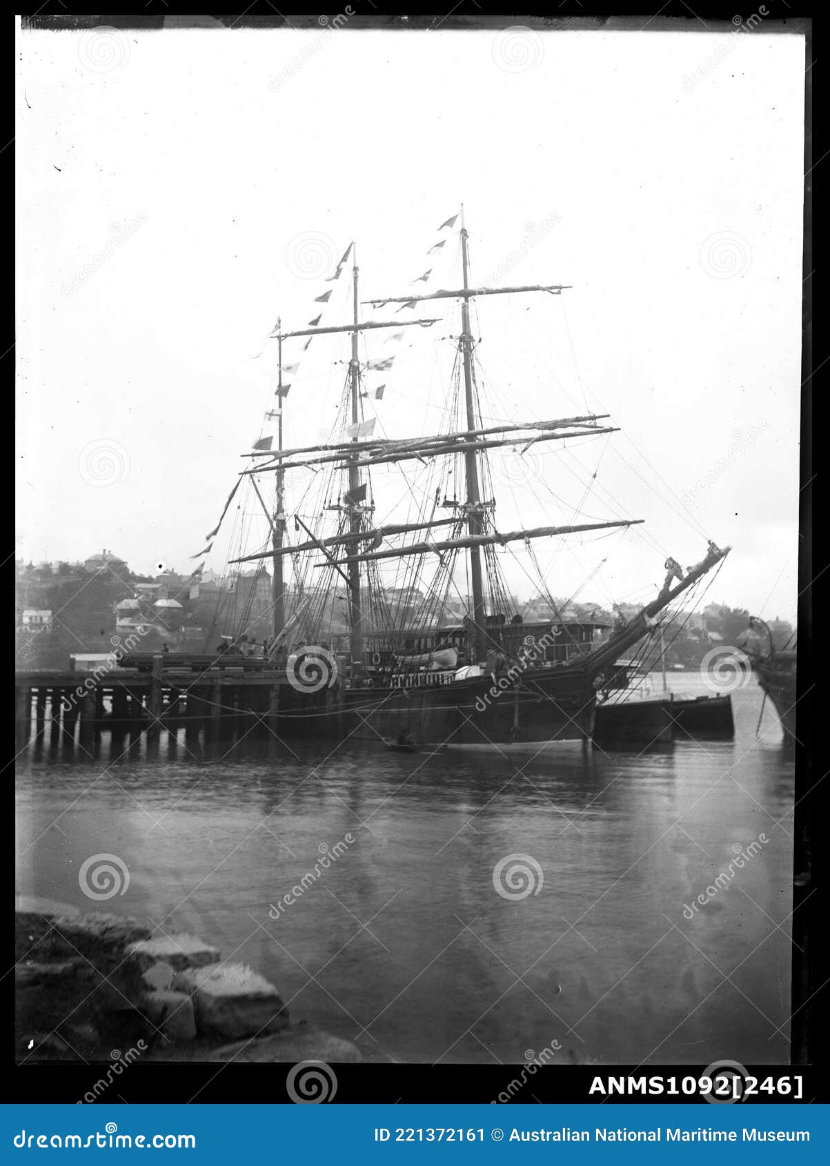 Three-masted Barque Moored Alongside A Wharf Picture. Image: 221372161