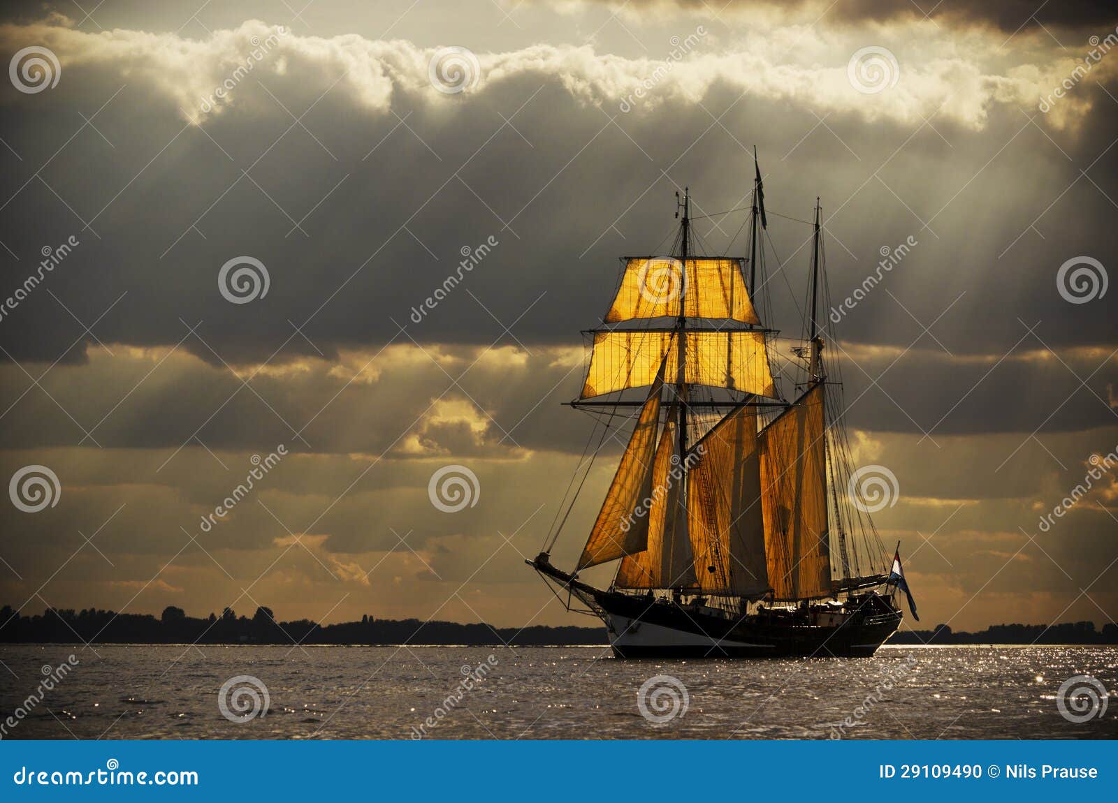 Three-master on the Elbe stock photo. Image of focus - 29109490