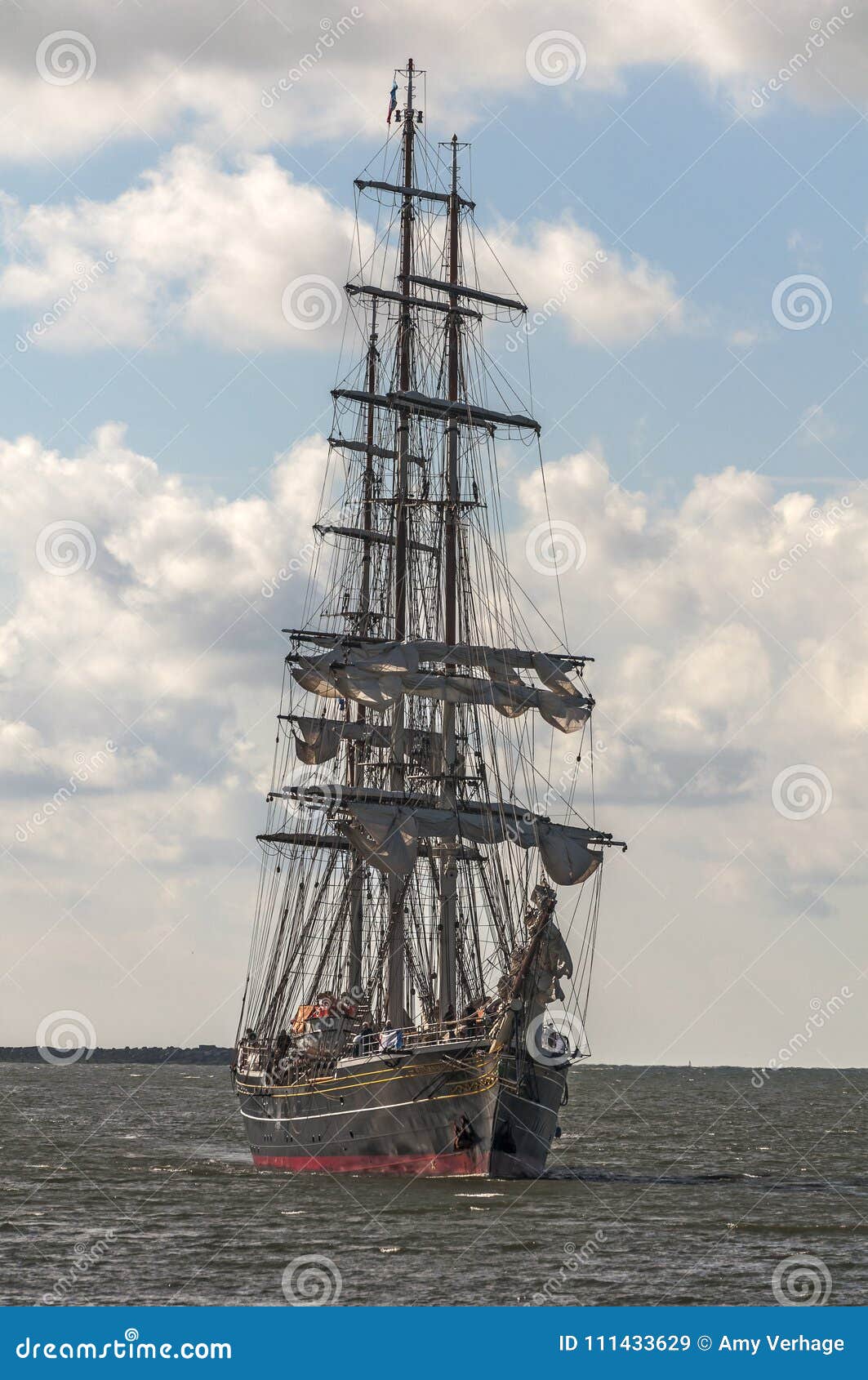 Three-master Sailing Sailship Stock Image - Image of boat, boating ...