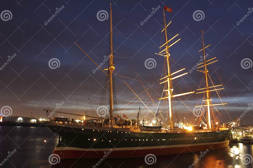 Three-master Ship in Hamburg Port Editorial Photo - Image of hamburg ...