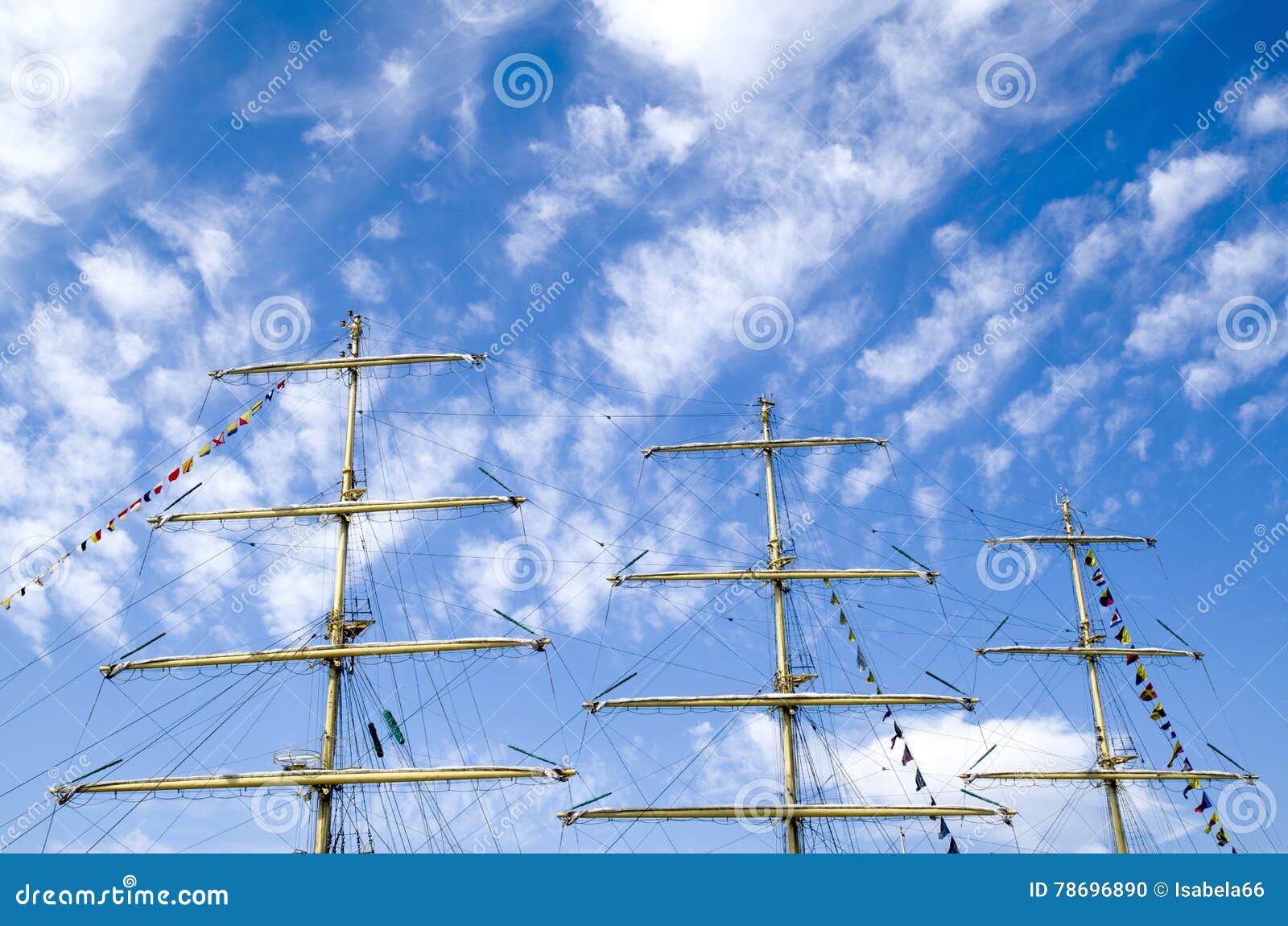 Three Masts of a Sailing Ship Stock Photo - Image of wooden, transport ...