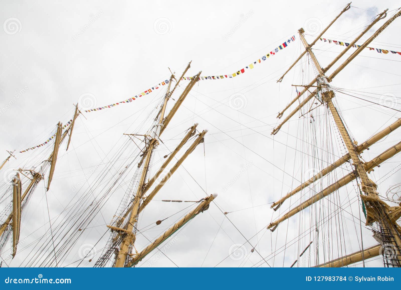 Three Masts of a Sailing Vessel Boat Stock Photo - Image of schooner ...