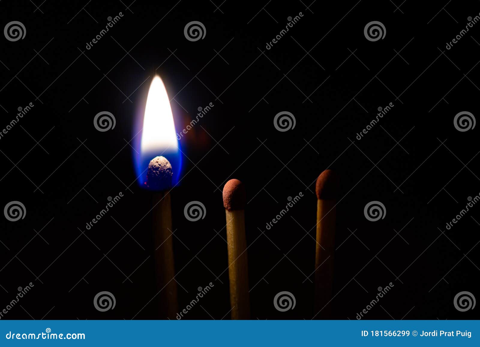 Three Matches Sticks Burning on a Black Background Stock Image - Image ...