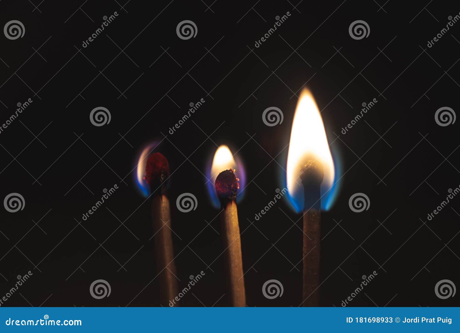Three Matches Sticks Burning on a Black Background Stock Image - Image ...