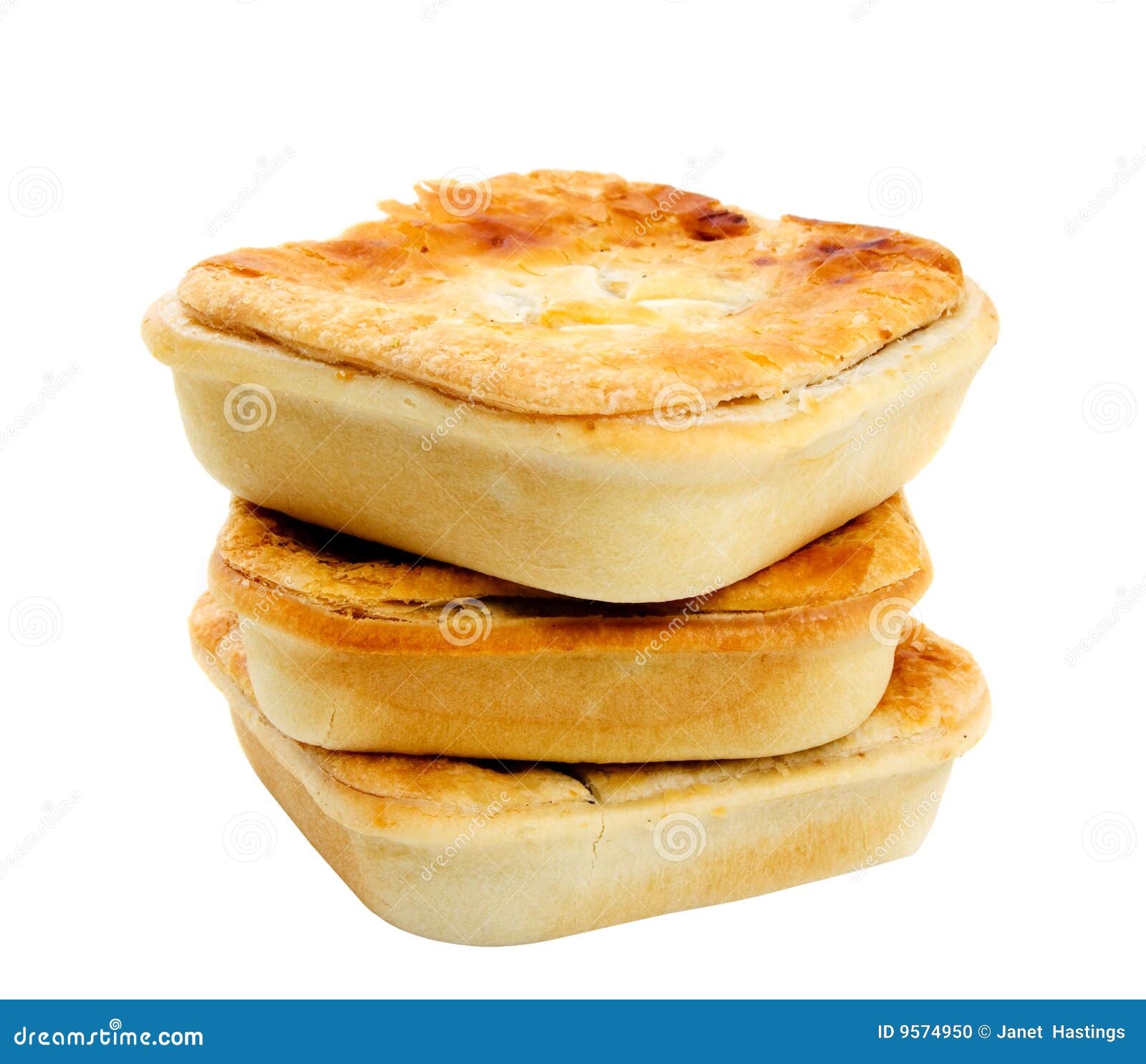 Three Meat Pies stock photo. Image of baked, isolated - 9574950