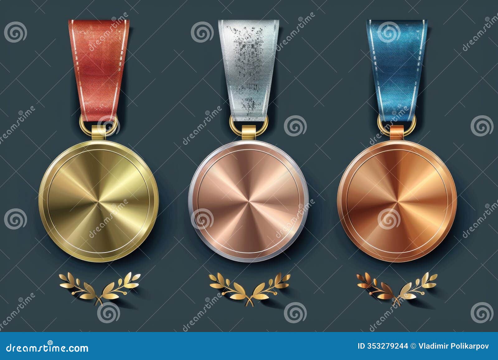 Three Medals - Gold, Silver, Bronze. Perfect for Awards and ...