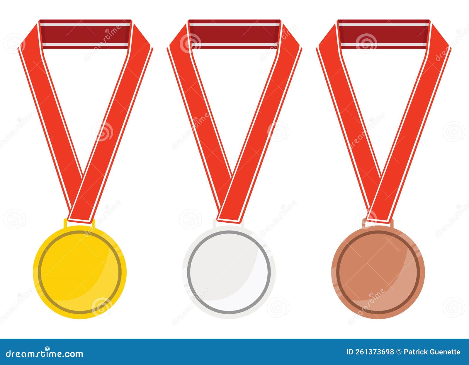Three medals, icon stock vector. Illustration of certificate - 261373698