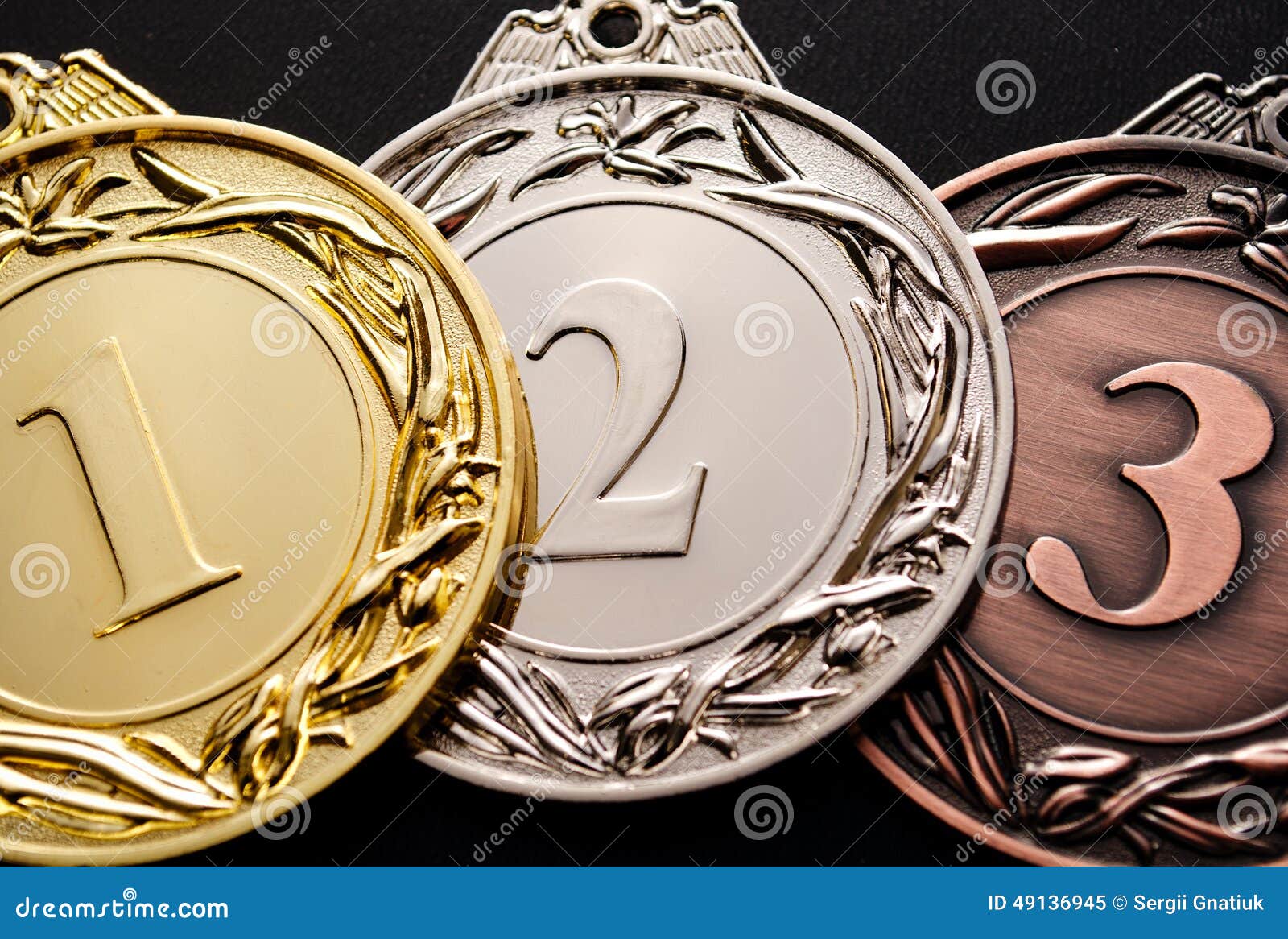 Three medals for prizes stock image. Image of winner - 49136945