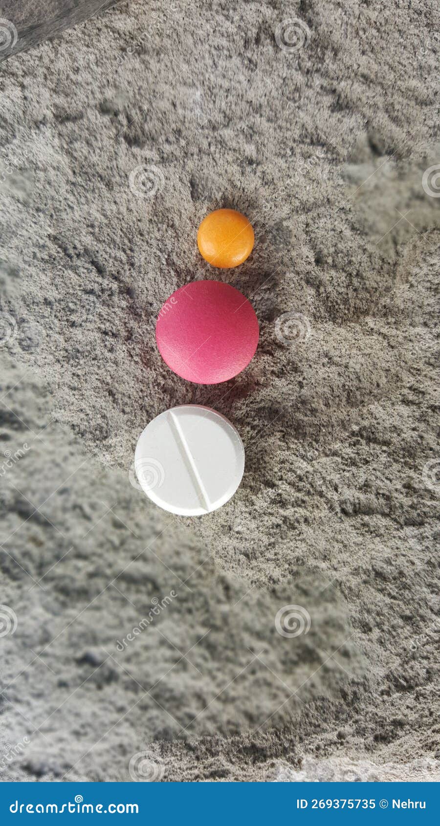 Three Medical Pills on a Concrete Background Stock Image - Image of ...