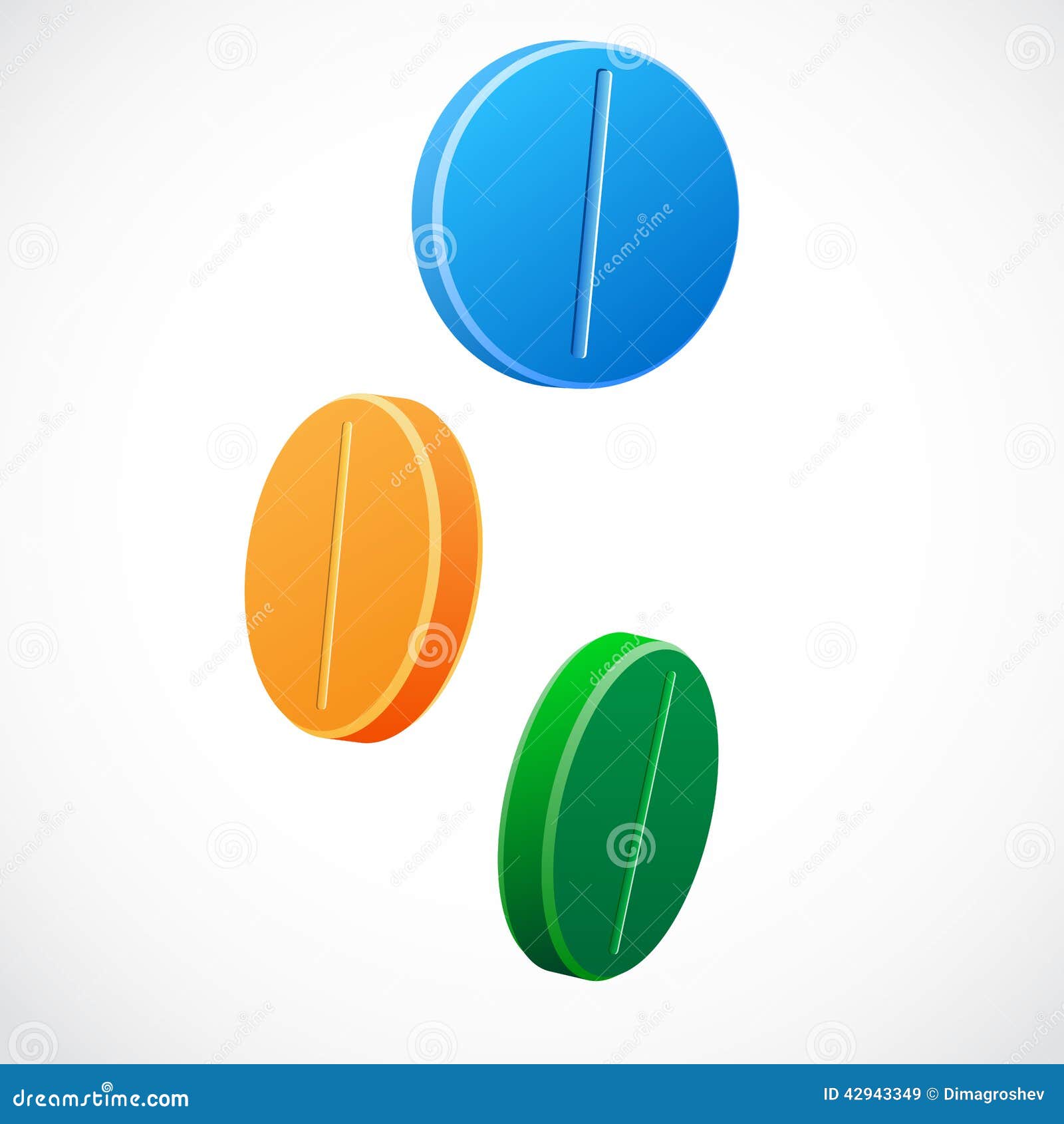 Three Medical Tablets Isolated Stock Illustration - Illustration of ...