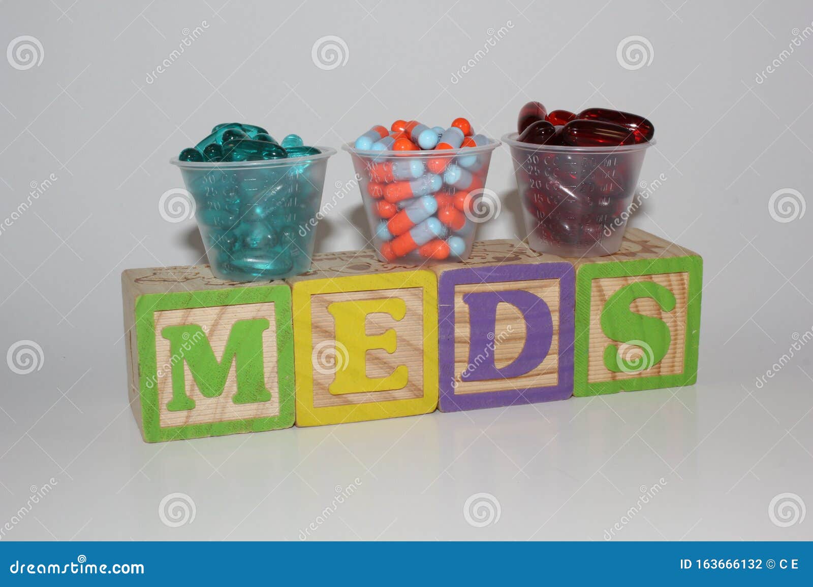 Three Medications on Colorful Blocks Stock Photo - Image of doctor ...