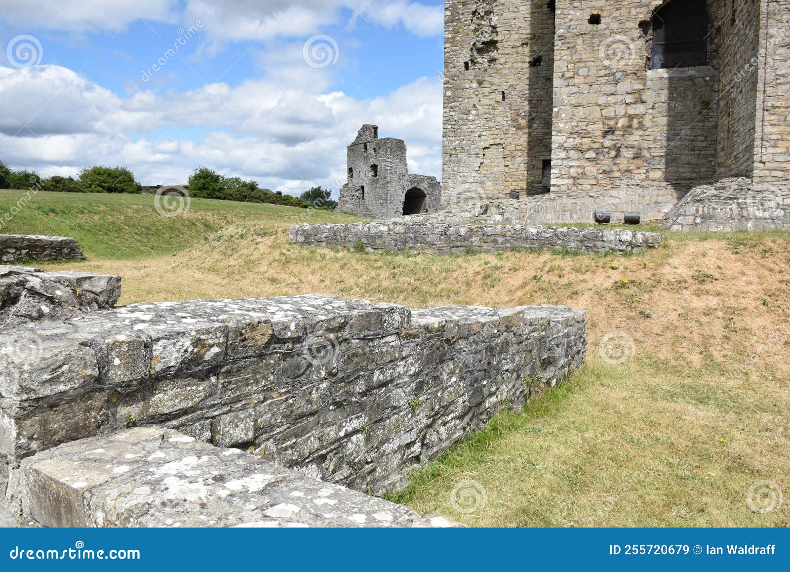 Three Medieval Irish Castle Structures in Foreground, Middle Ground ...