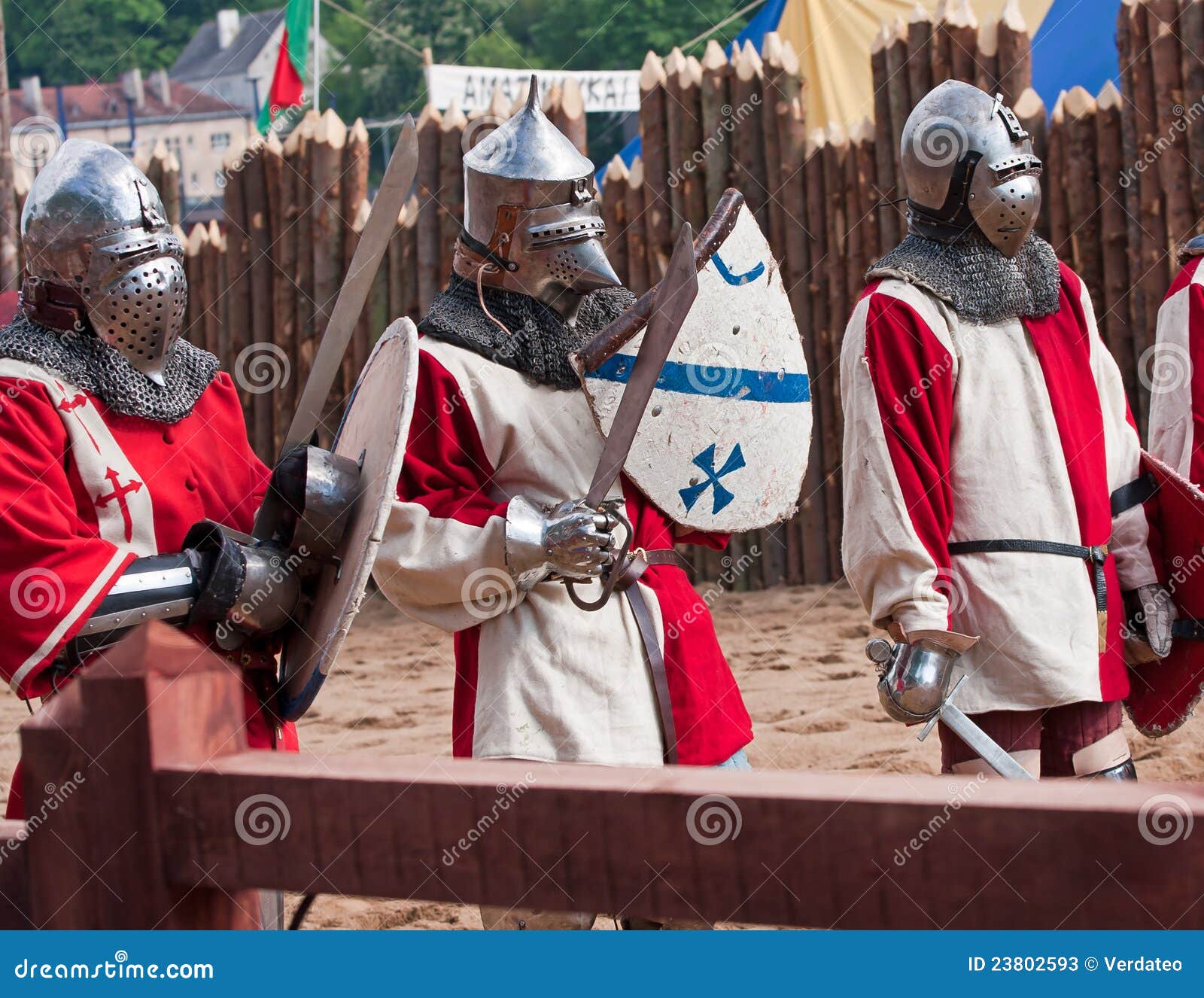 Three Medieval Knights In Armor. Stock Image | CartoonDealer.com #168998059
