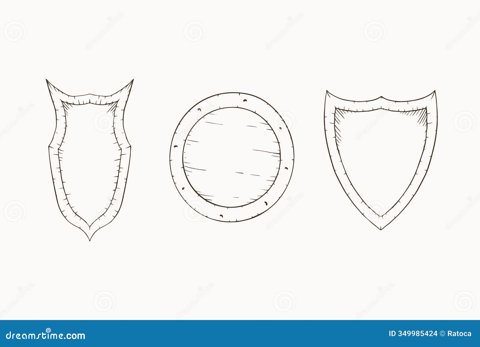 Three medieval shields set stock illustration. Illustration of military ...