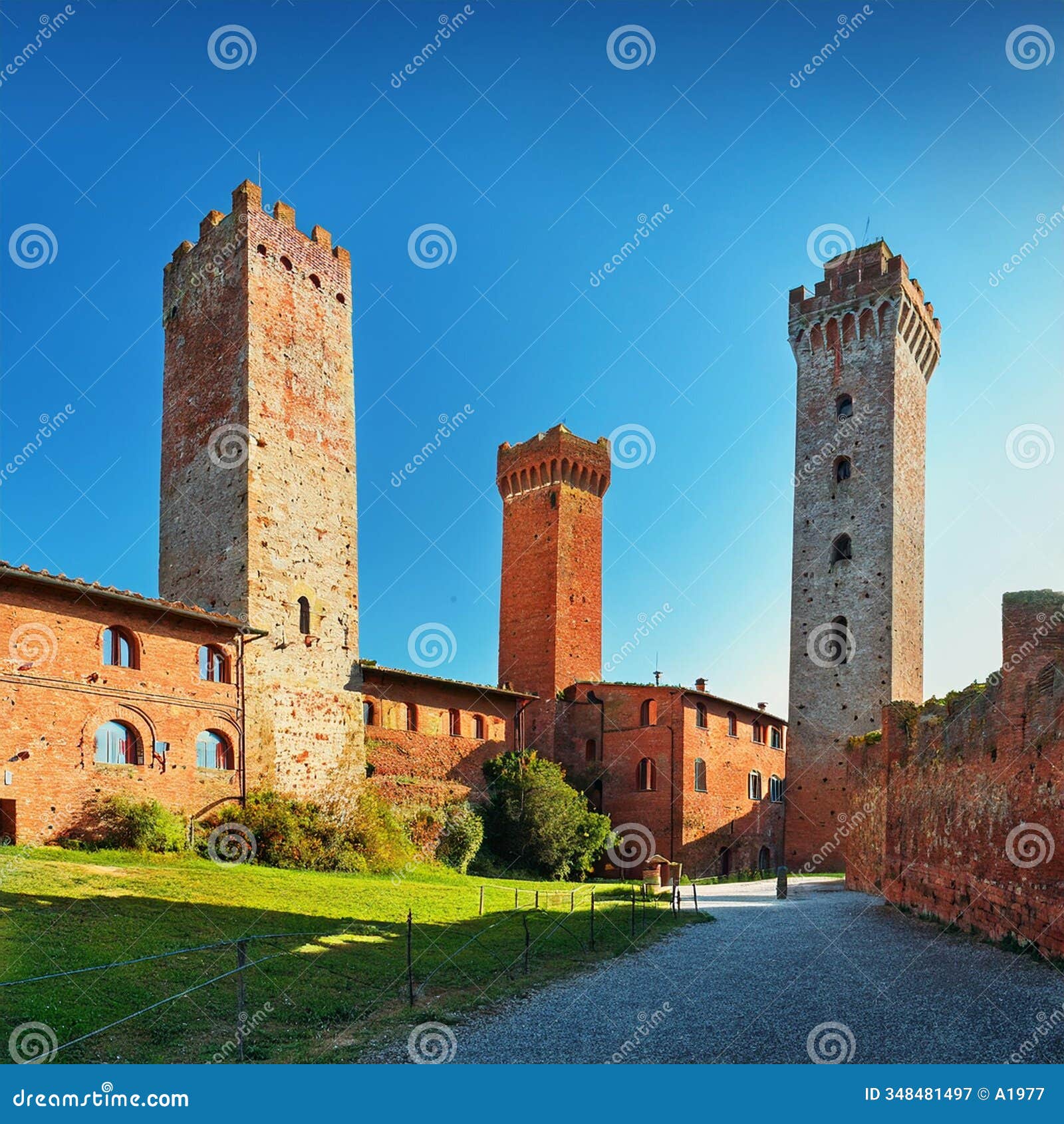 Three Medieval Towers Made of Red Bricks, AI Generated Stock ...