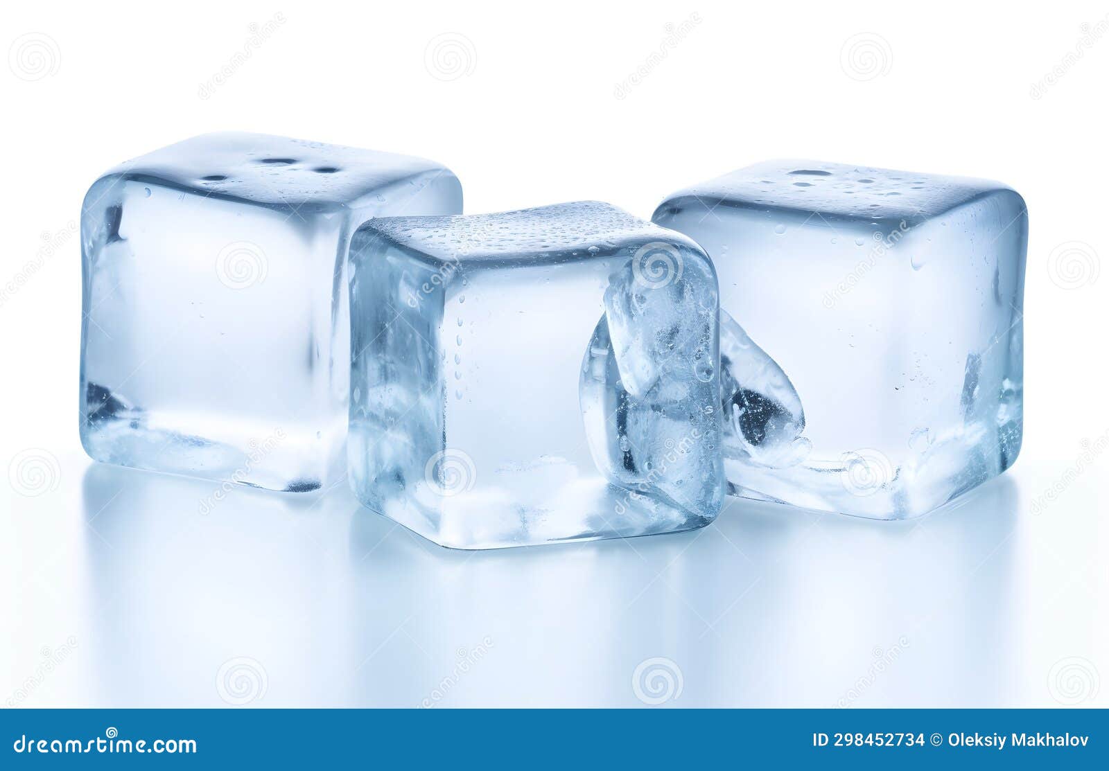 Three Melting Ice Cubes on White Background Stock Photo - Image of ...