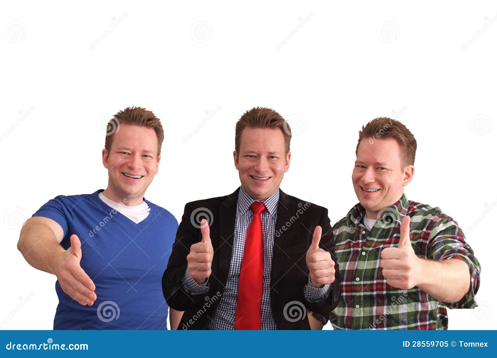 Three men stock image. Image of people, thumbs, clothes - 28559705