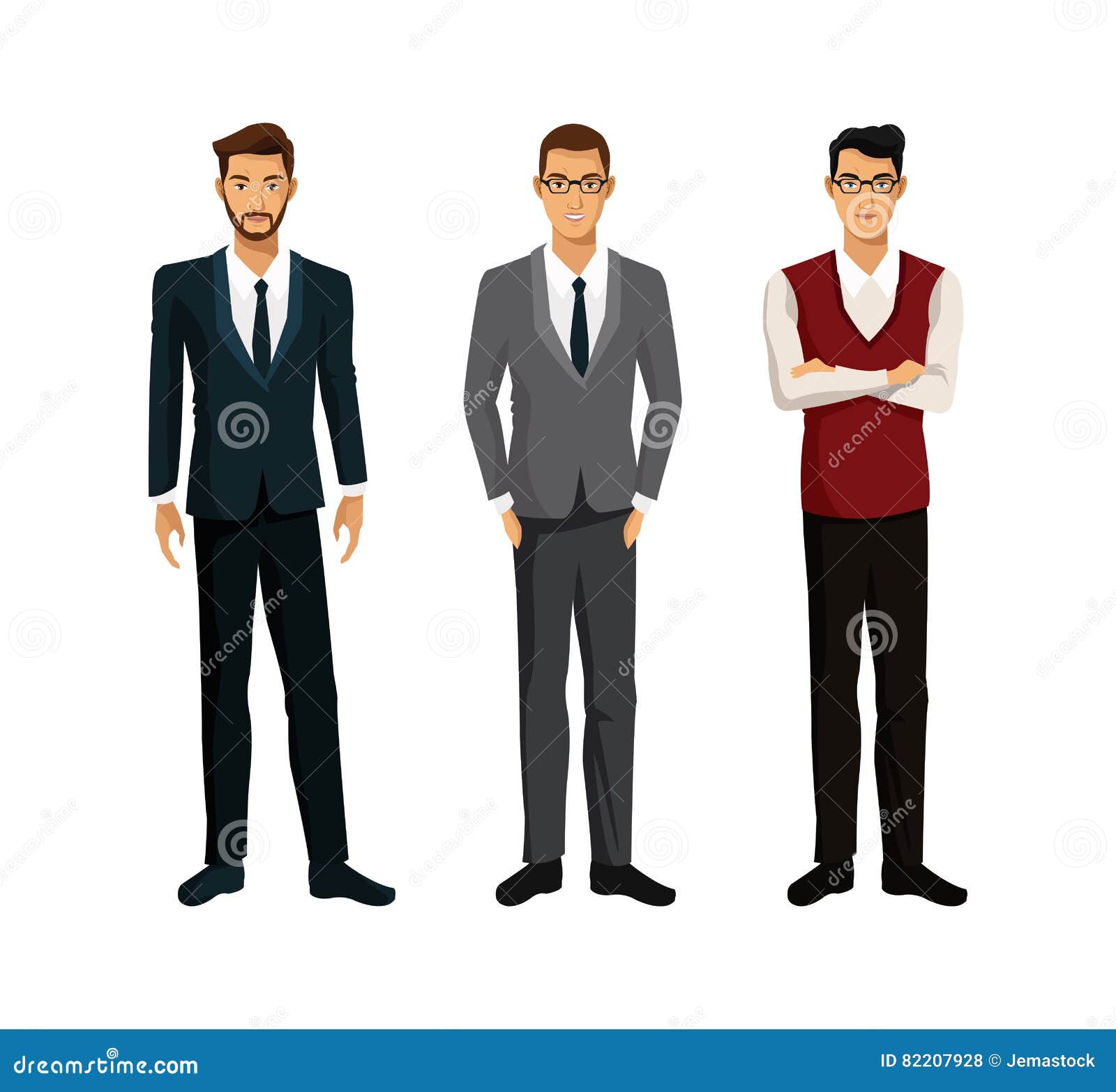 Three Men Businessman Team Work Stock Vector - Illustration of employee ...