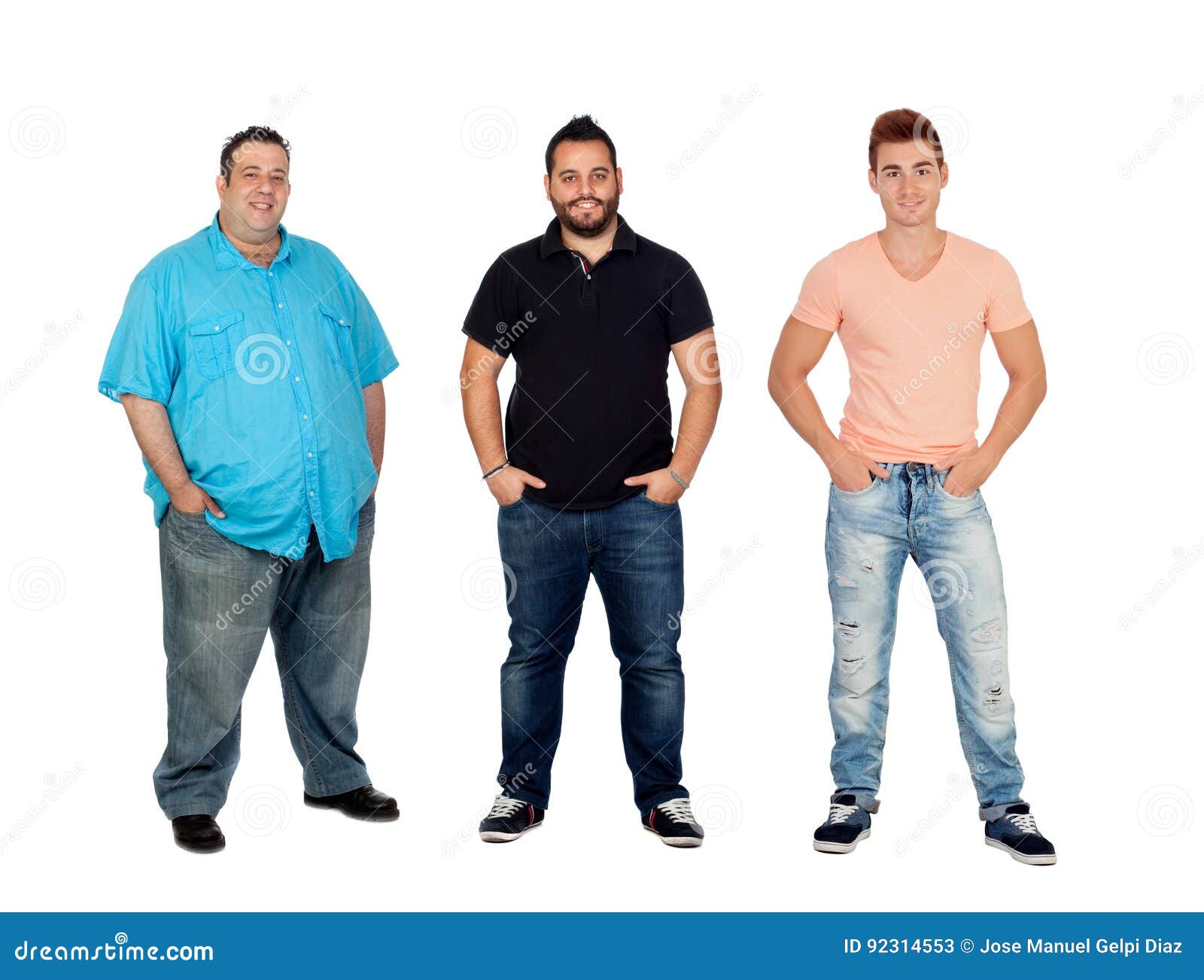 Three Men with Different Complexion Stock Image - Image of figure ...