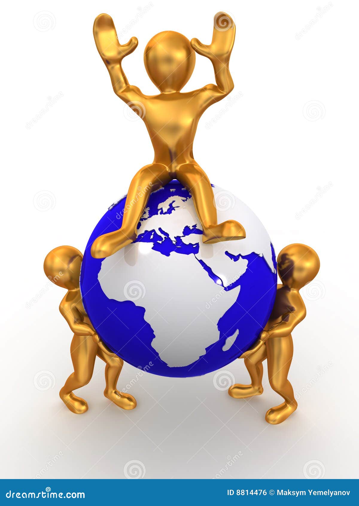 Three men and Earth stock illustration. Illustration of ideas - 8814476