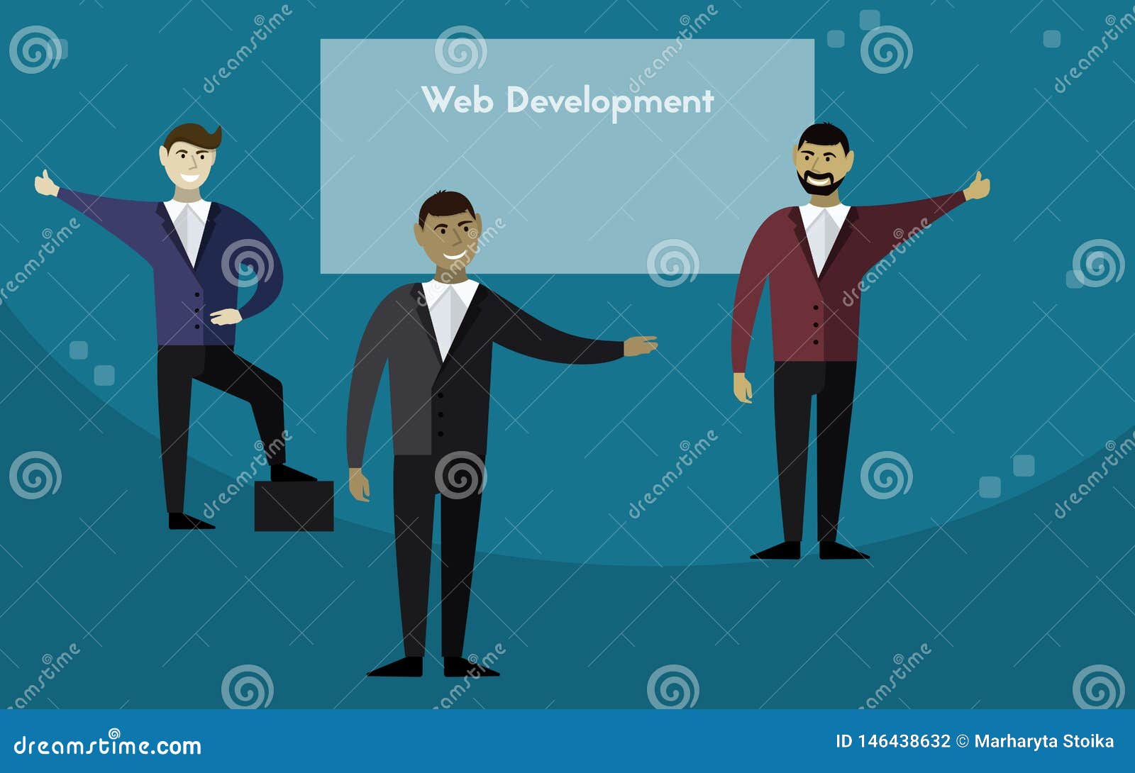 Three Men are Giving a Presentation. Stock Vector - Illustration of ...