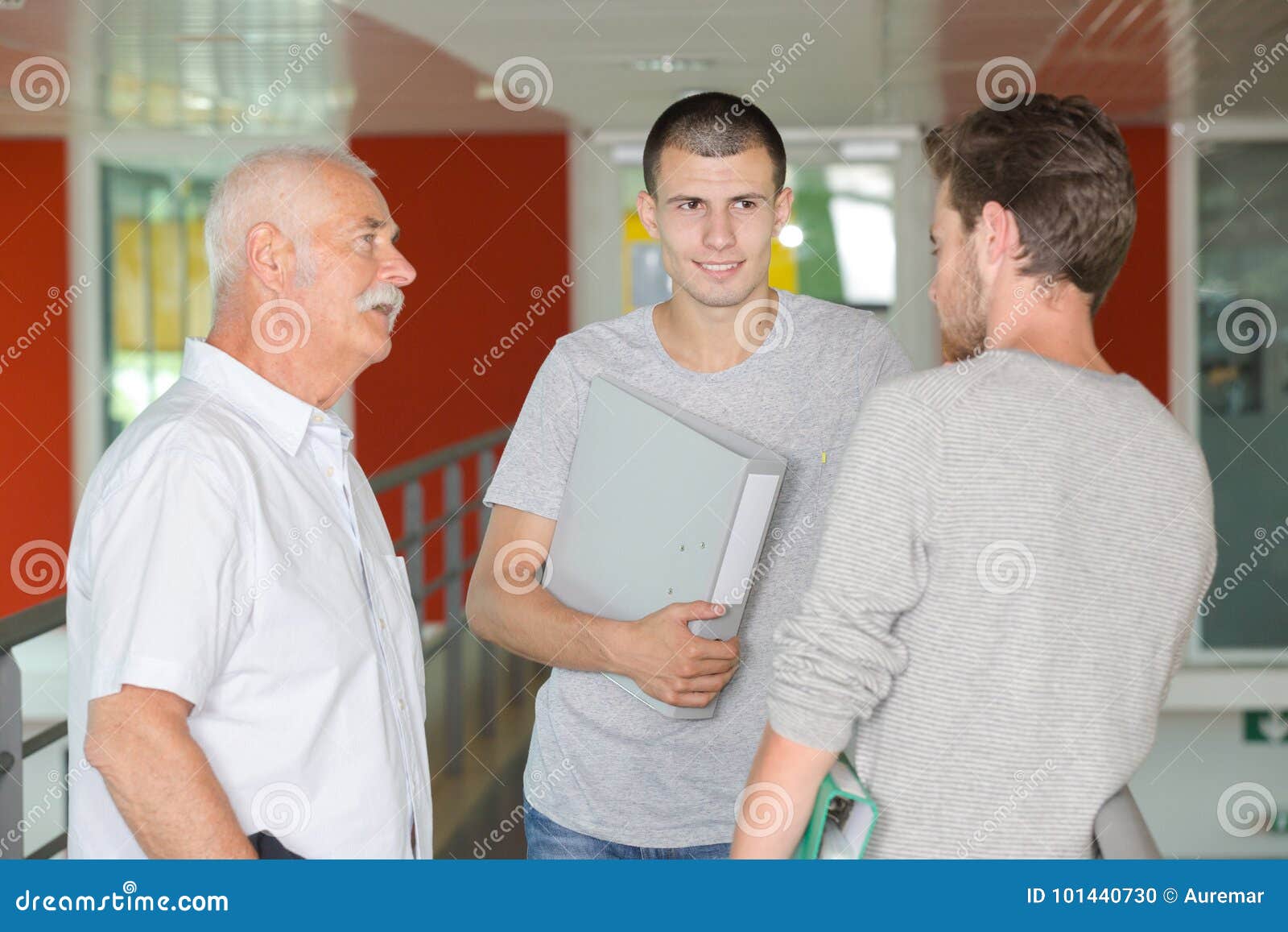 Three Men Having Casual Conversation Stock Photo - Image of classmate ...