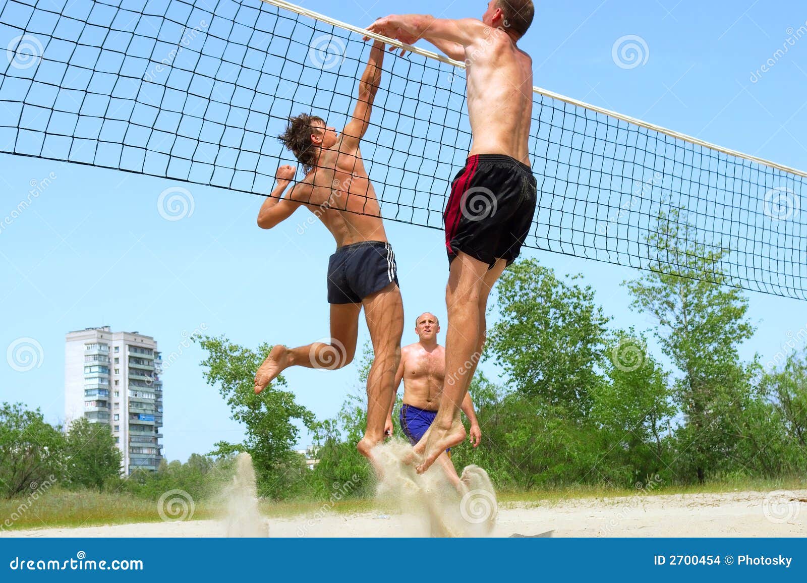 Three Men Play Beach - Fight Stock Photo - Image of game, green: 2700454