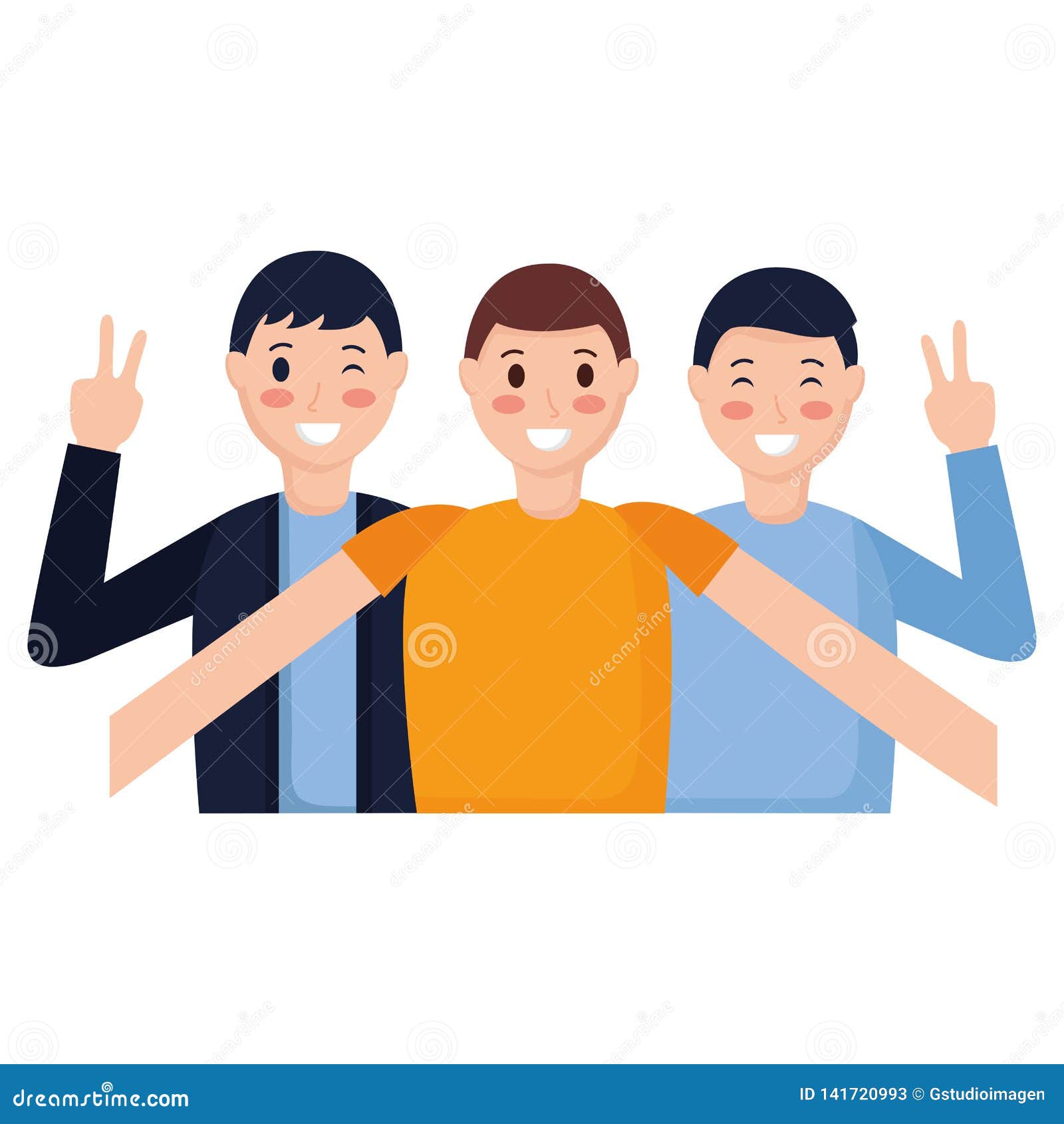 Three men posing portrait stock vector. Illustration of happy - 141720993