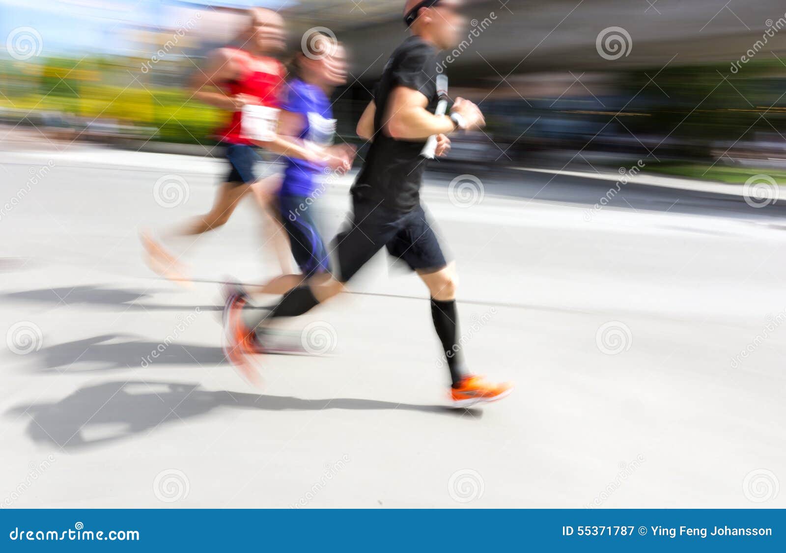 Three Men in Running Competition Stock Image - Image of healthy, blur ...
