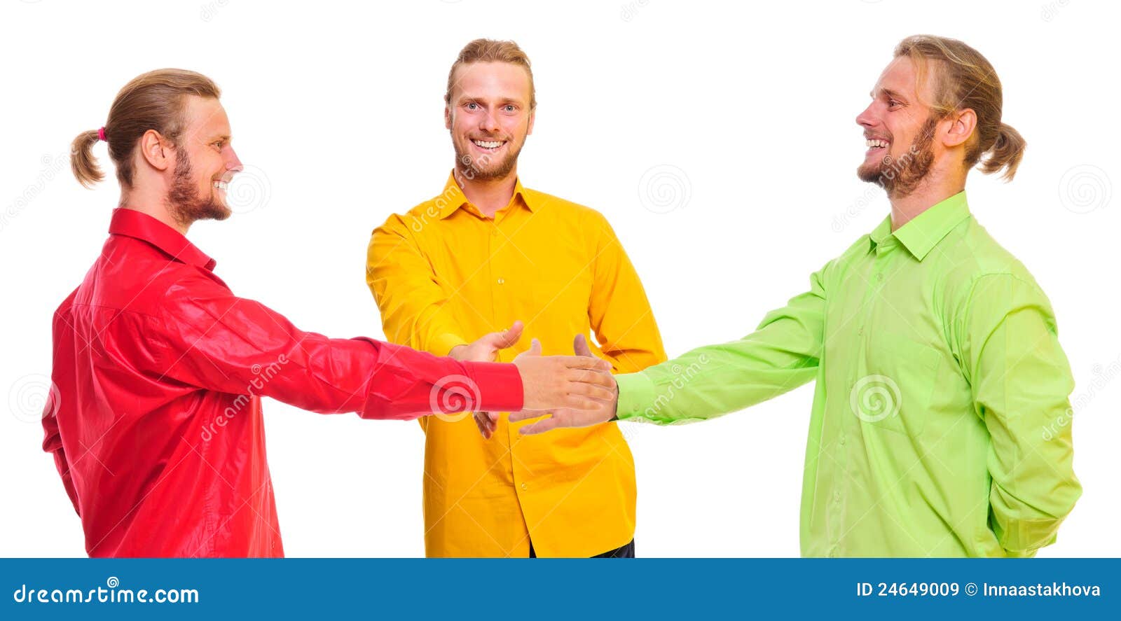 Three men shake hands stock image. Image of business - 24649009