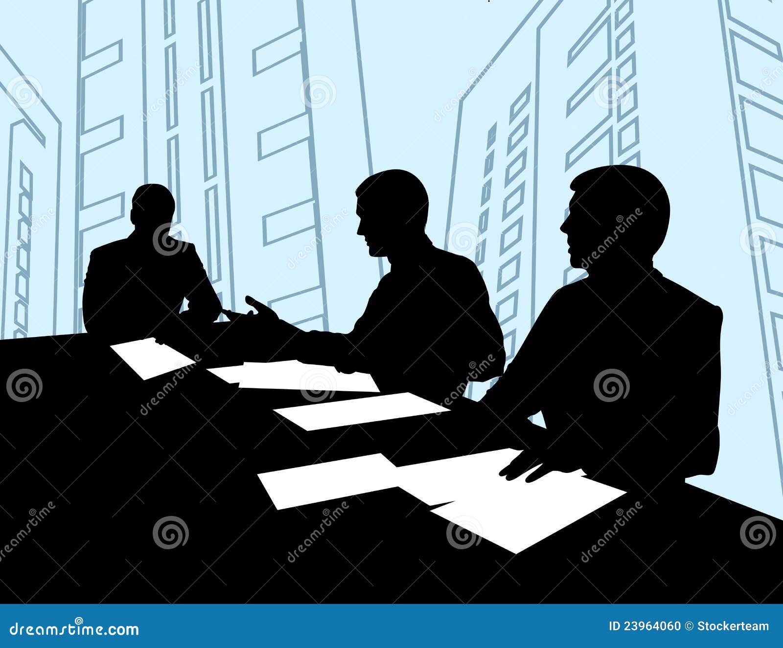 Three Men Sitting at the Table Stock Illustration - Illustration of ...